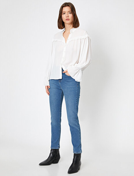 Koton Kadın Mom Jean - Yüksek Bel Rahat Kesim Dar Paça Pantolon