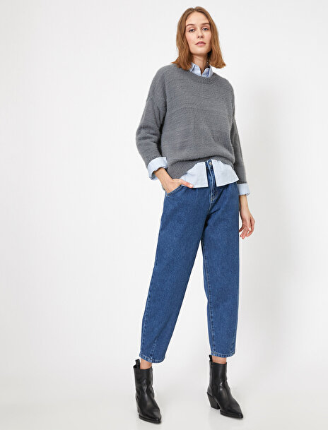 Koton Kadın Slouchy Jean - Yüksek Bel Baldırı Bol Paçada Darlaşan Salaş Kesim Pantolon Koton Kadın Slouchy Jean - Yüksek Bel Baldırı Bol Paçada Darlaşan Salaş Kesim Pantolon