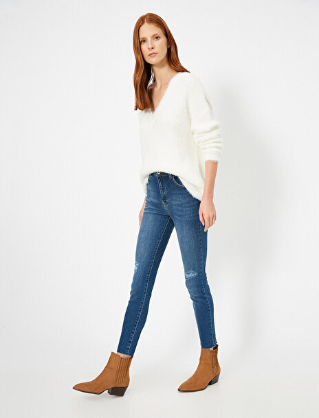 Koton Kadın Carmen Jean - Yüksek Bel Dar Kesim Dar Paça Pantolon