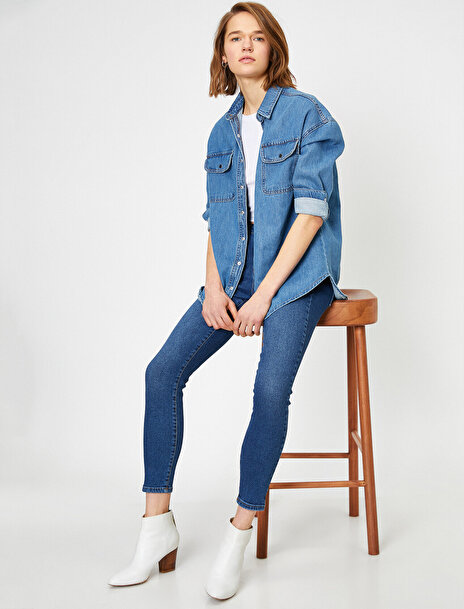 Koton Kadın Carmen Jean - Yüksek Bel Dar Kesim Dar Paça Pantolon