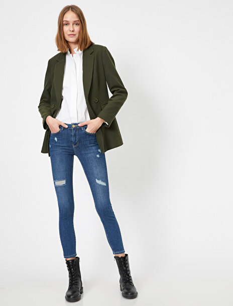 Koton Kadın Carmen Jean - Yüksek Bel Dar Kesim Dar Paça Pantolon