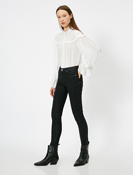 Koton Kadın Carmen Jean - Yüksek Bel Dar Kesim Dar Paça Pantolon