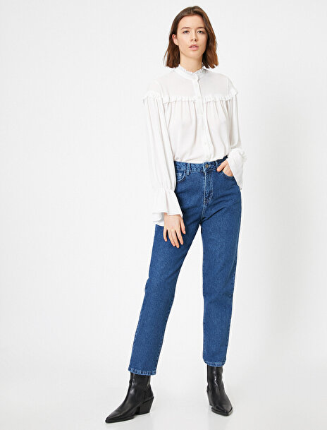 Koton Kadın Mom Jean - Yüksek Bel Rahat Kesim Dar Paça Pantolon