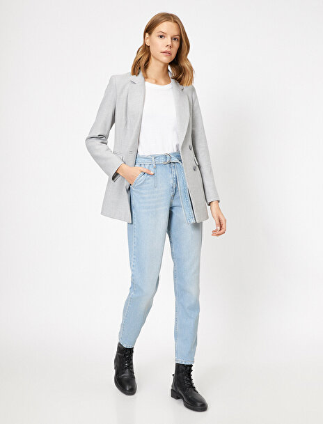 Koton Kadın Mom Jean - Yüksek Bel Rahat Kesim Dar Paça Pantolon