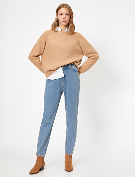 Koton Kadın Mom Jean - Yüksek Bel Rahat Kesim Dar Paça Pantolon