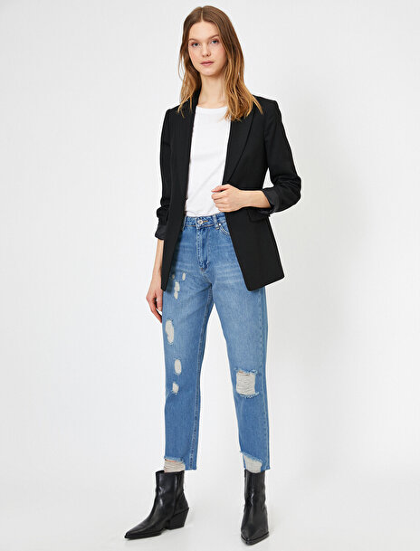 Koton Kadın Mom Jean - Yüksek Bel Rahat Kesim Dar Paça Pantolon