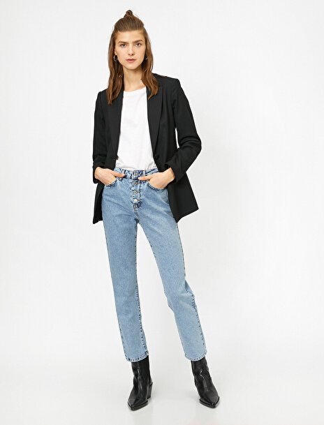 Koton Kadın Mom Jean - Yüksek Bel Rahat Kesim Dar Paça Pantolon