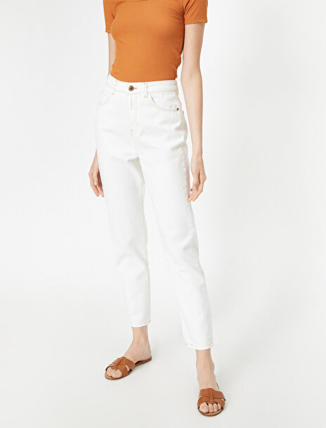 Koton Kadın Mom Jean - Yüksek Bel Rahat Kesim Dar Paça Pantolon
