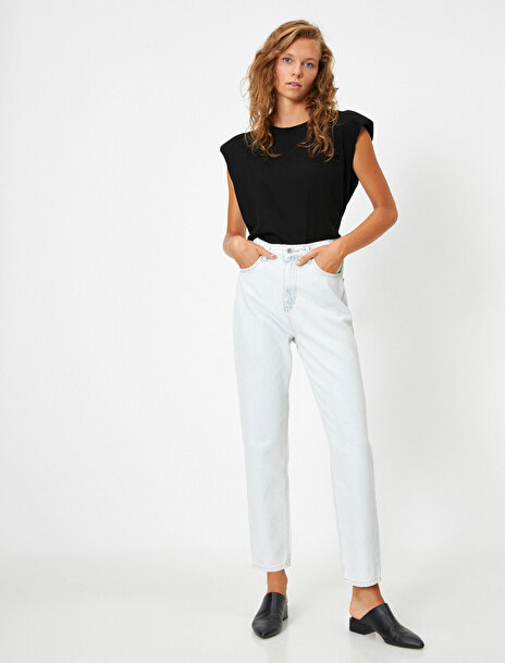 Koton Kadın Mom Jean - Yüksek Bel Rahat Kesim Dar Paça Pantolon