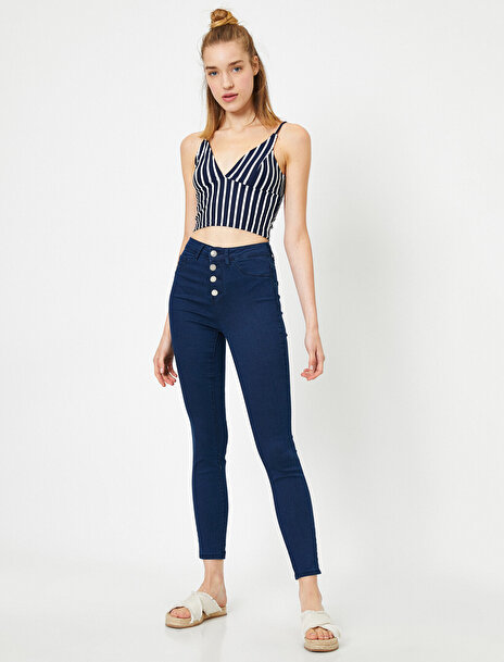 Koton Kadın Carmen Jean - Yüksek Bel Dar Kesim Dar Paça Pantolon