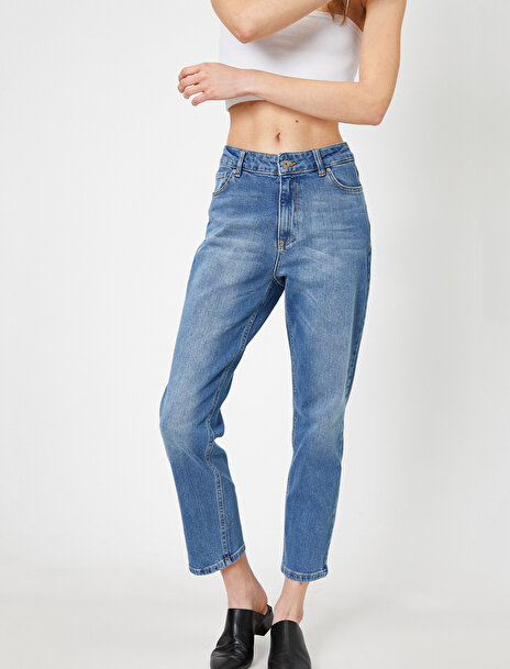 Koton Kadın Eve Slim Jean - Yüksek Bel Normal Kesim Hafif Düz Paça Pantolon Koton Kadın Eve Slim Jean - Yüksek Bel Normal Kesim Hafif Düz Paça Pantolon