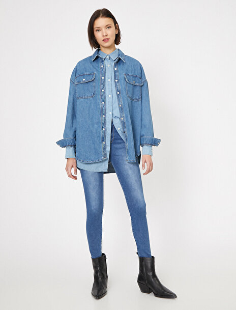 Koton Kadın Carmen Jean - Yüksek Bel Dar Kesim Dar Paça Pantolon