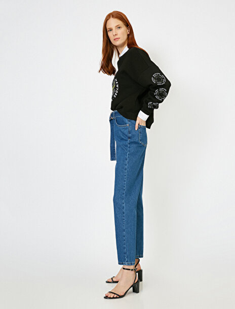 Koton Kadın Mom Jean - Yüksek Bel Rahat Kesim Dar Paça Pantolon