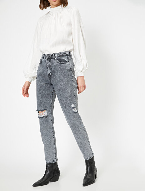 Koton Kadın Mom Jean - Yüksek Bel Rahat Kesim Dar Paça Pantolon