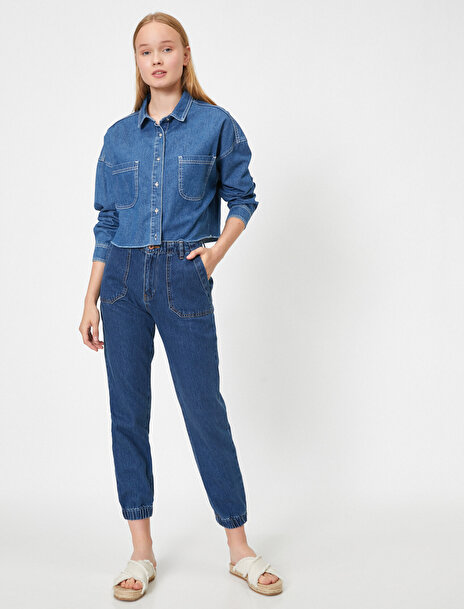 Koton Ole Genç Kız Jogger Jean - Yüksek Bel Rahat Kesim Paçası Lastikli Pantolon Koton Ole Genç Kız Jogger Jean - Yüksek Bel Rahat Kesim Paçası Lastikli Pantolon