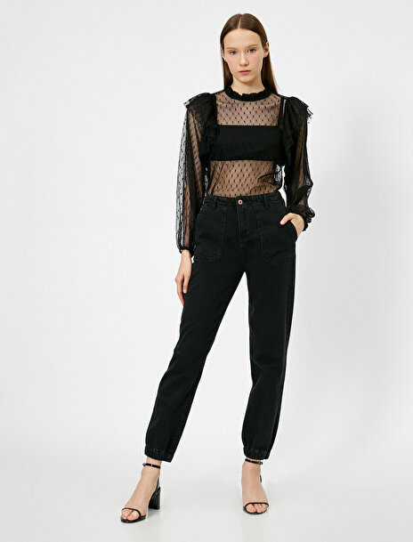 Koton Ole Genç Kız Jogger Jean - Yüksek Bel Rahat Kesim Paçası Lastikli Pantolon Koton Ole Genç Kız Jogger Jean - Yüksek Bel Rahat Kesim Paçası Lastikli Pantolon