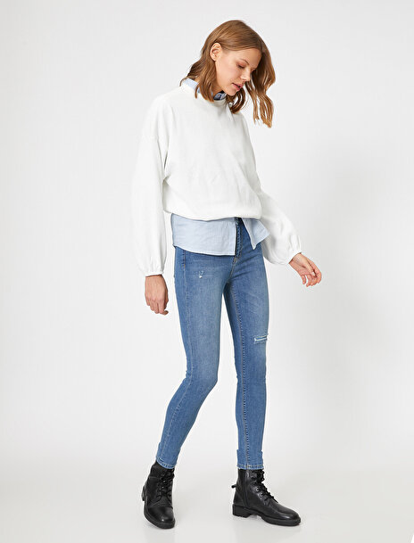 Koton Kadın Carmen Jean - Yüksek Bel Dar Kesim Dar Paça Pantolon