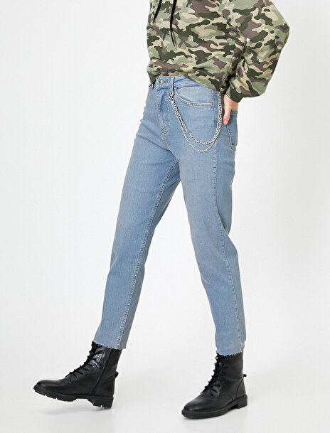 Koton Kadın Mom Jean - Yüksek Bel Rahat Kesim Dar Paça Pantolon