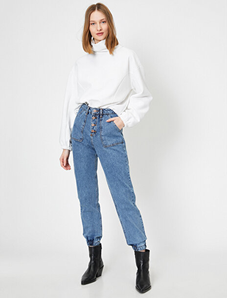 Koton Kadın Kargo Jean Pantolon