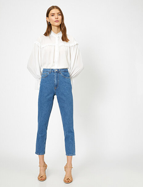 Koton Kadın Mom Jean - Yüksek Bel Rahat Kesim Dar Paça Pantolon