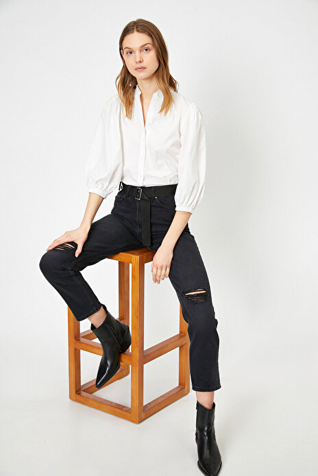 Koton Kadın Mom Jean - Yüksek Bel Rahat Kesim Dar Paça Pantolon