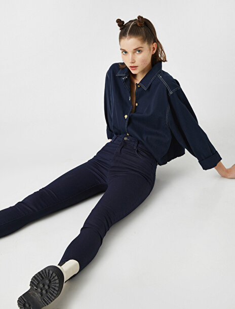 Koton Kadın Carmen Jean - Yüksek Bel Dar Kesim Dar Paça Pantolon