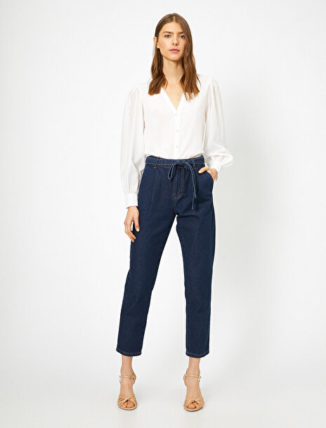 Koton Kadın Mom Jean - Yüksek Bel Rahat Kesim Dar Paça Pantolon