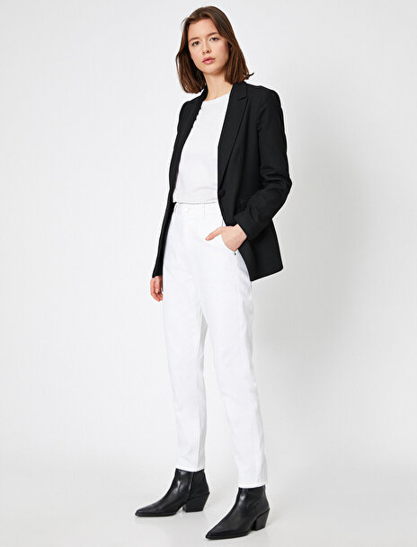 Koton Kadın Mom Jean - Yüksek Bel Rahat Kesim Dar Paça Pantolon