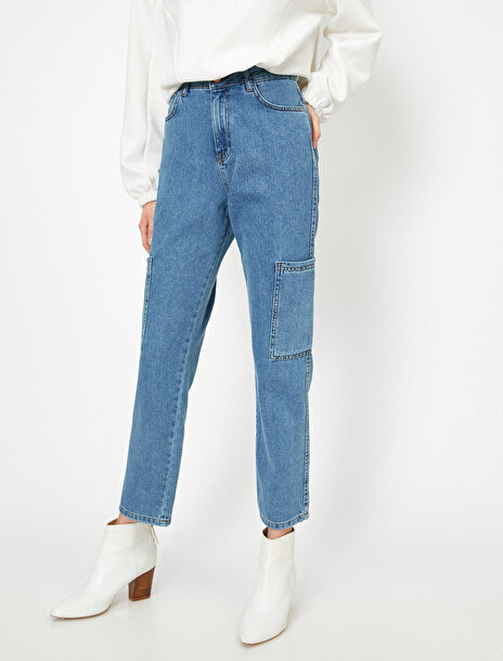 Koton Kadın Mom Jean - Yüksek Bel Rahat Kesim Dar Paça Pantolon