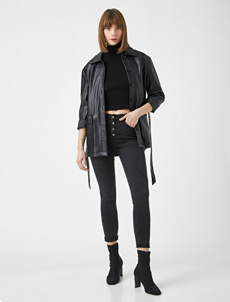 Koton Kadın Carmen Jean - Yüksek Bel Dar Kesim Dar Paça Pantolon