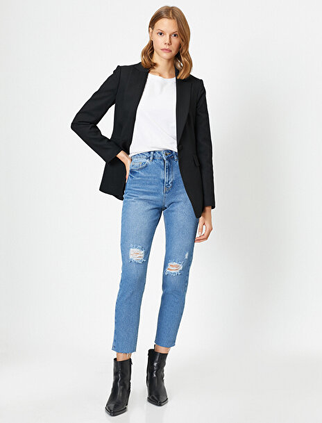 Koton Kadın Mom Jean - Yüksek Bel Rahat Kesim Dar Paça Pantolon