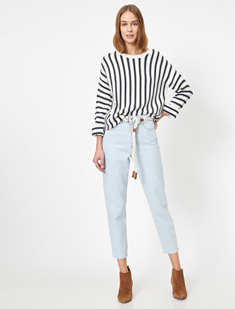 Koton Kadın Mom Jean - Yüksek Bel Rahat Kesim Dar Paça Pantolon