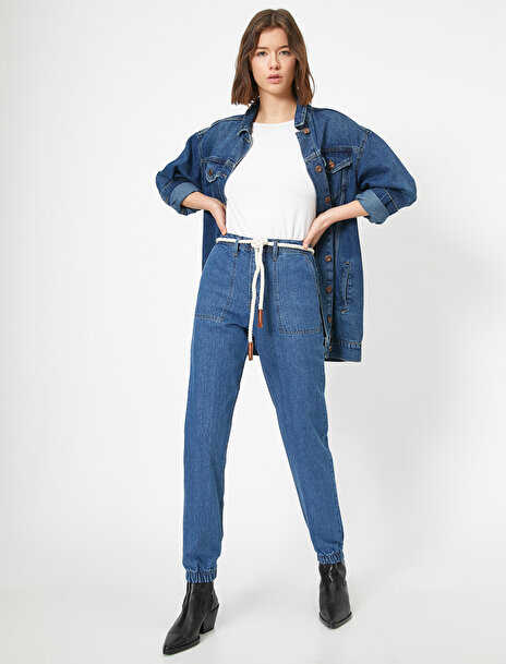 Koton Ole Genç Kız Jogger Jean - Yüksek Bel Rahat Kesim Paçası Lastikli Pantolon Koton Ole Genç Kız Jogger Jean - Yüksek Bel Rahat Kesim Paçası Lastikli Pantolon