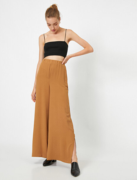 Koton Kadın Yırtmaç Detaylı Geniş Kesim Pantolon