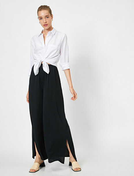 Koton Kadın Yırtmaç Detaylı Geniş Kesim Pantolon