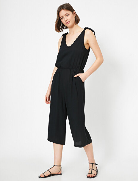 Koton Kadın V Yaka Bağlama Detaylı Tulum