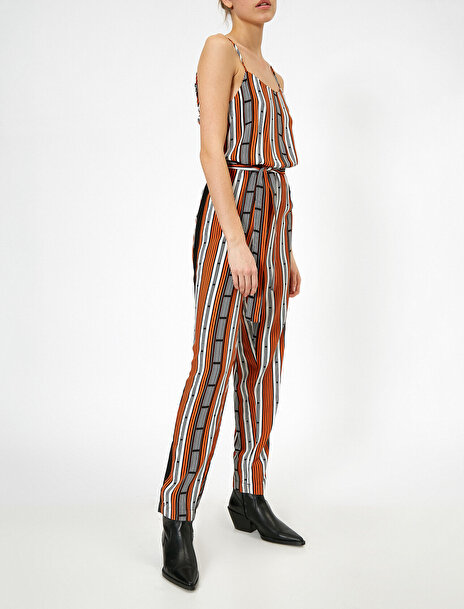 Koton Kadın Desenli İnce Askılı Tulum