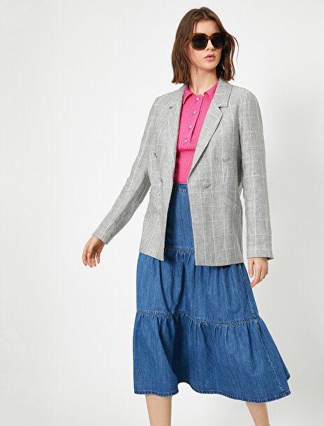 Koton Kadın Doğal Dokulu Kristal Düğme Detaylı Blazer Ceket Koton Kadın Doğal Dokulu Kristal Düğme Detaylı Blazer Ceket