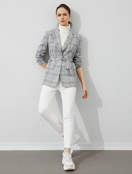 Koton Kadın Ekoseli Blazer Ceket