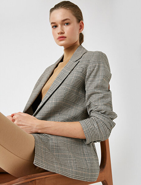 Koton Kadın Ekoseli Blazer Ceket