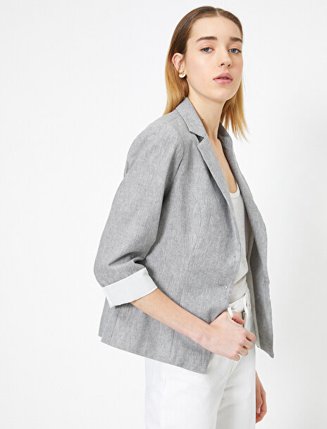 Koton Kadın Doğal Dokulu Kolları Katlı Ceket