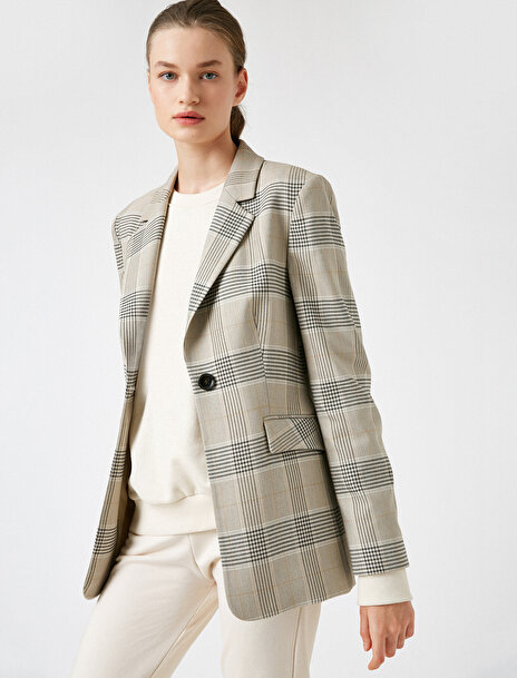 Koton Kadın Ekoseli Blazer Ceket