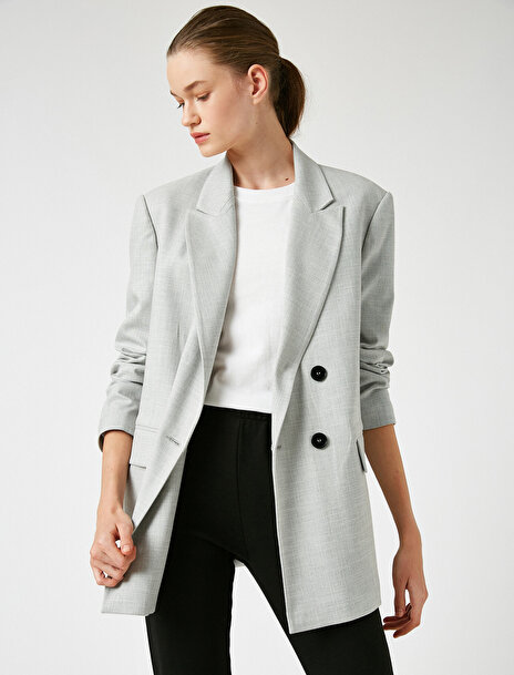 Koton Kadın Düğme Detaylı Kruvaze Blazer Ceket Koton Kadın Düğme Detaylı Kruvaze Blazer Ceket