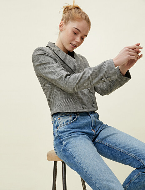 Koton Kadın Crop Kruvaze Blazer Ceket Koton Kadın Crop Kruvaze Blazer Ceket