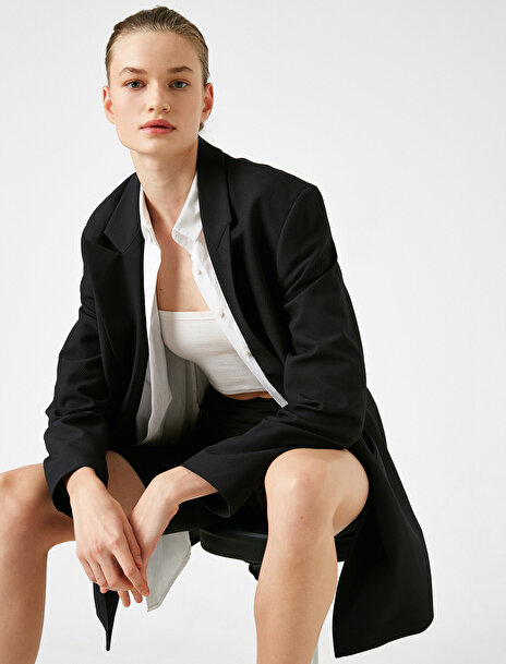 Koton Kadın Düğme Detaylı Kruvaze Blazer Ceket Koton Kadın Düğme Detaylı Kruvaze Blazer Ceket