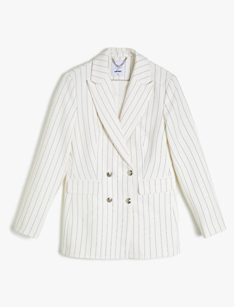Koton Kadın Arzu Sabancı for Koton Çizgili Blazer Ceket Koton Kadın Arzu Sabancı for Koton Çizgili Blazer Ceket