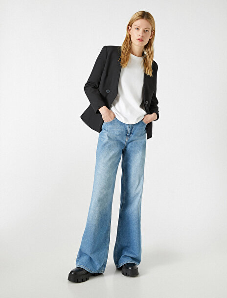 Koton Kadın V Yaka Kruvaze Blazer Ceket