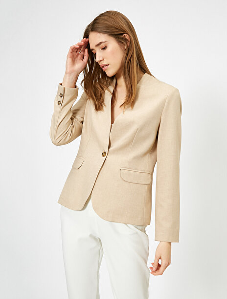 Koton Kadın Düğme Detaylı Basic Blazer Ceket Koton Kadın Düğme Detaylı Basic Blazer Ceket