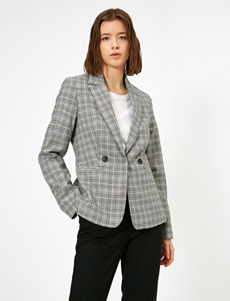 Koton Kadın Ekoseli Blazer Ceket