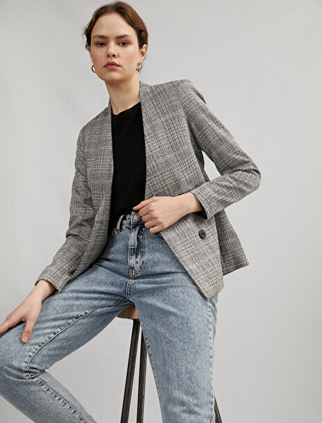Koton Kadın V Yaka Kruvaze Blazer Ceket